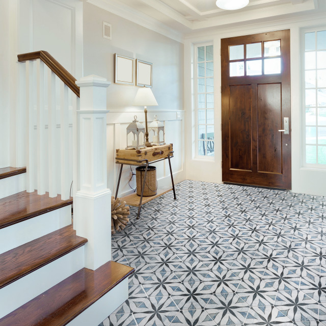 Cassis Hex Flower Black Porcelain Floor and Wall Tile - Contemporary ...