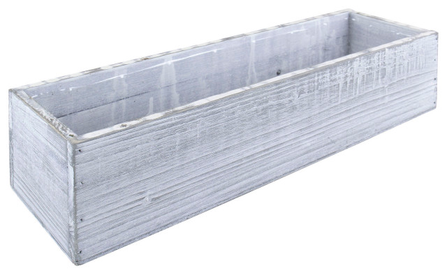 Natural Wood Rectangle Planter Box w/ Removable Plastic Liner 5"x17"x4 ...
