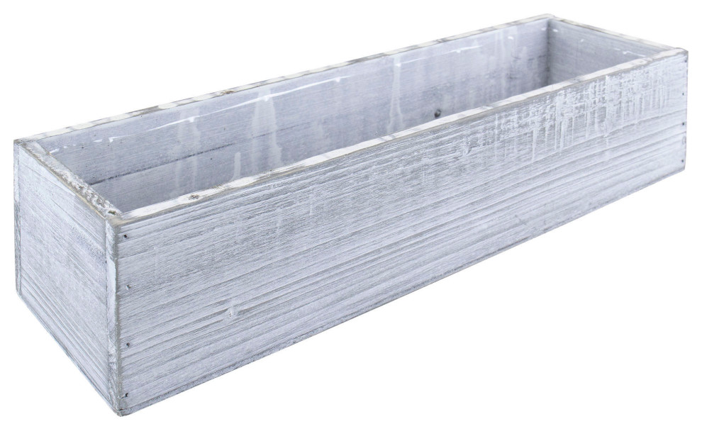 Natural Wood Rectangle Planter Box w/ Removable Plastic Liner 5"x17"x4 ...