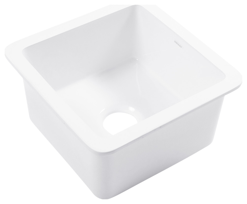 Eden Crisp White Fireclay 18" Single Bowl Undermount Kitchen Sink ...