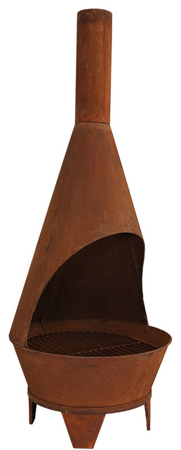 Sunnydaze Rustic Chiminea Outdoor Wood-Burning Fireplace Fire Pit - 6-Foot - Transitional ...