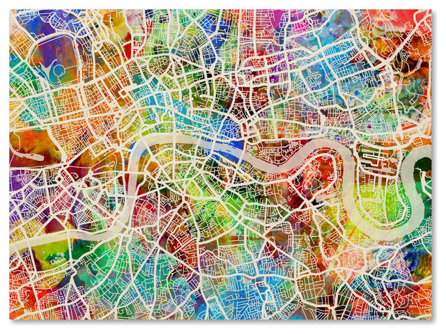 'London, England Street Map' Canvas Art by Michael Tompsett, 14" x 19 ...