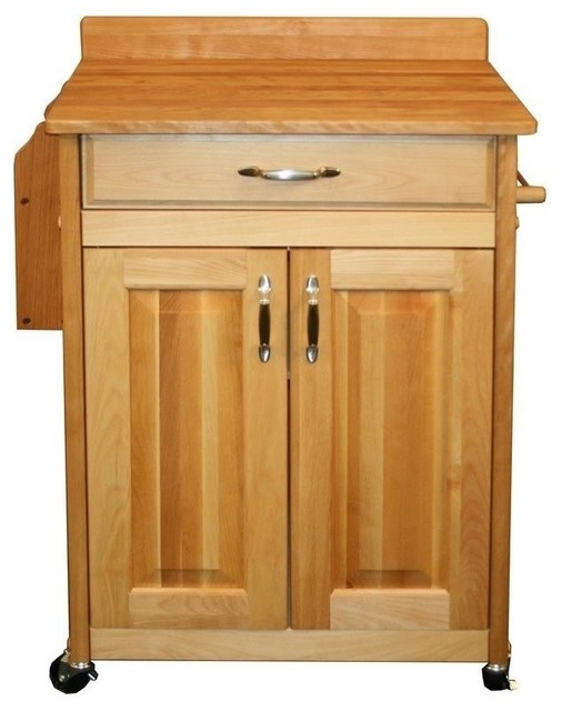 Pemberly Row Wood Deluxe Butcher Block Kitchen Cart in Brown ...