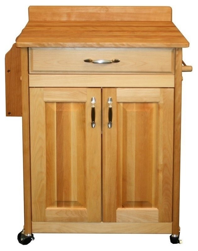 Pemberly Row Wood Deluxe Butcher Block Kitchen Cart in Brown ...