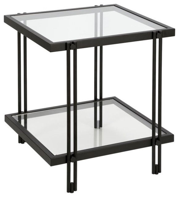 Maklaine Contemporary 22" Metal Side Table in Blackened Bronze ...