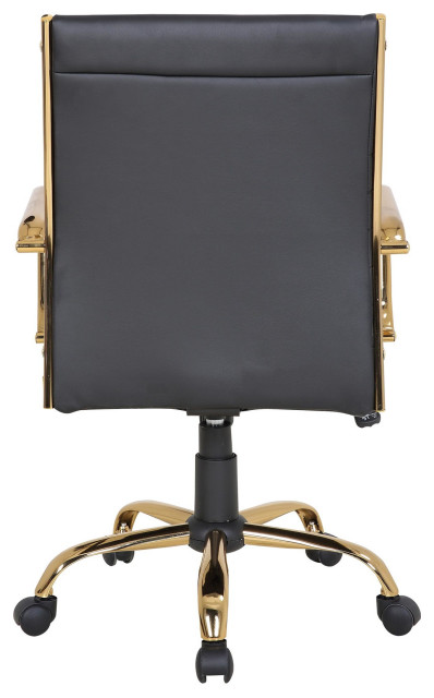 Master Adjustable Office Chair With Swivel, Gold With Black Faux ...