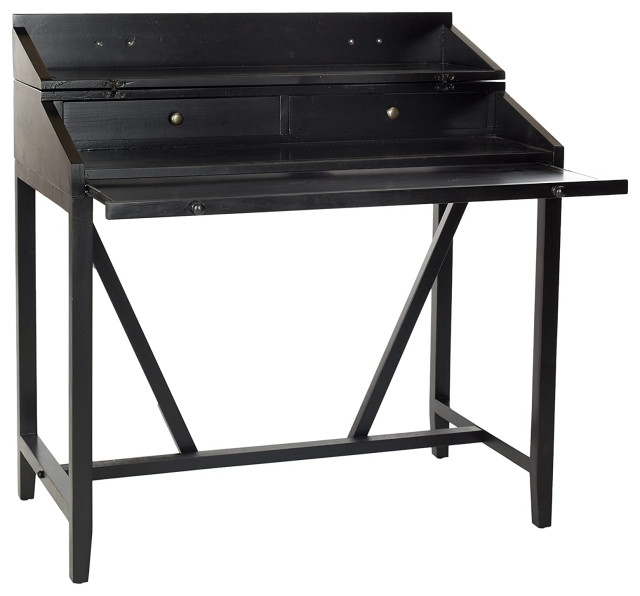 Unique Convertible Desk, Pine Wood Frame With Pull Out Tray & Drawers ...