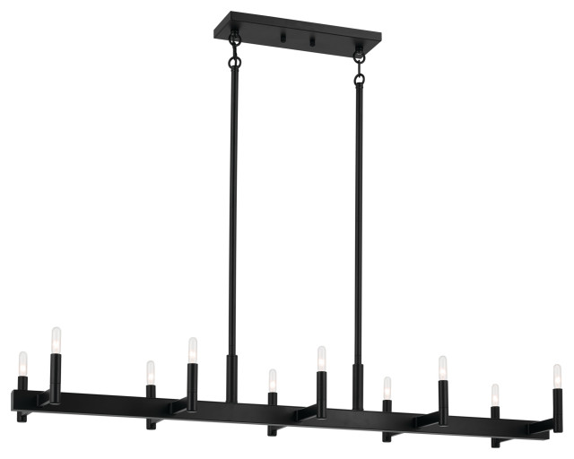 Erzo 50" 10 Light Linear Chandelier, Black - Transitional - Kitchen ...