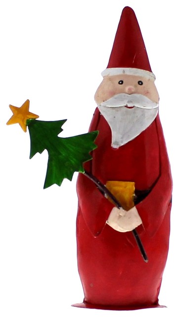 Set of 3 Retro Metal Santa Statues 9", Red Sculptures Figures ...