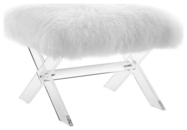 Taylor White Sheepskin Bench - Contemporary - Vanity Stools And Benches ...