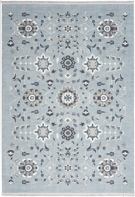Nourison Lenno Light Blue Grey Area Rug, 4'x6' - Traditional - Area ...