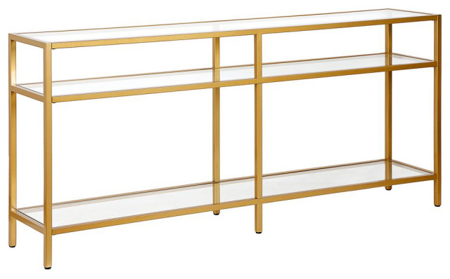 Sivil 64'' Wide Rectangular Console Table in Brass - Contemporary ...