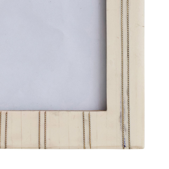 Resin Photo Frame with Pinstripe Design, Cream and Gold - Transitional ...