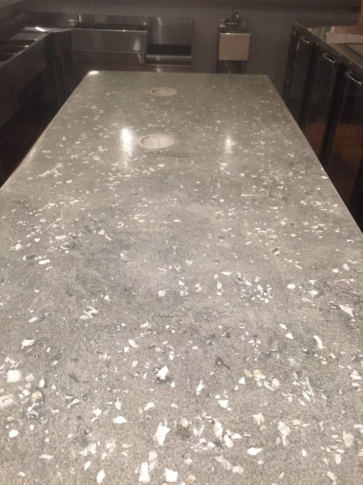 Countertops - embedded oyster shells in concrete - Beach Style - New ...