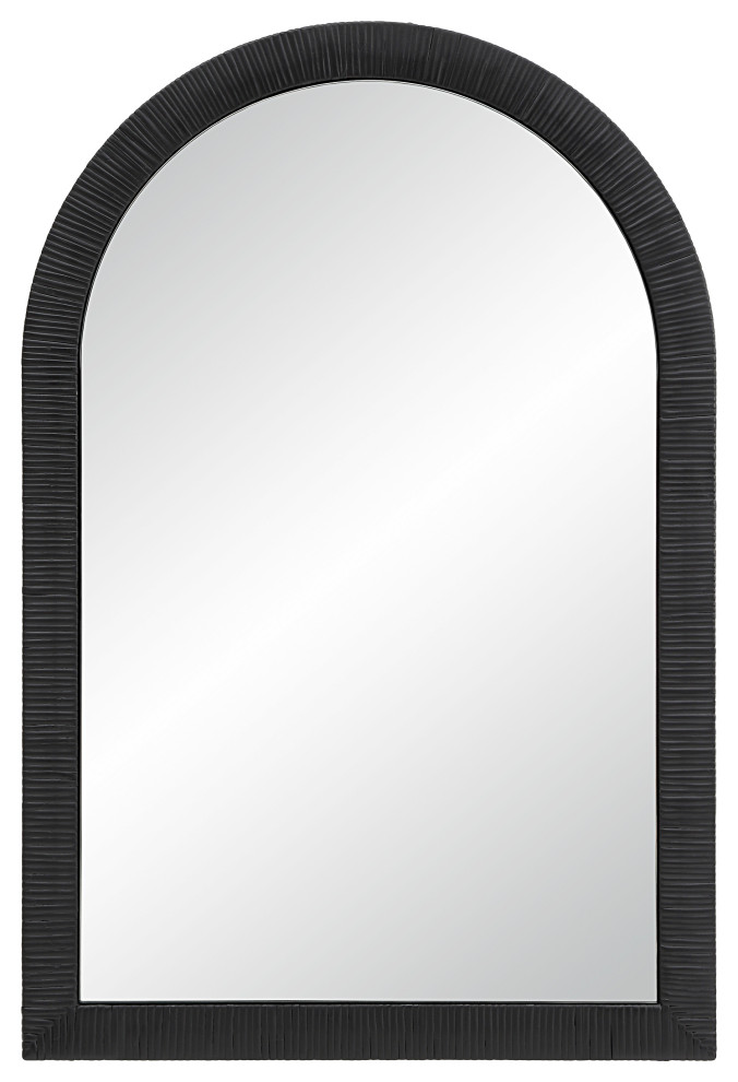 Prilly 36" Tall Arch Rectangular Mirror, Black - Transitional - Wall ...