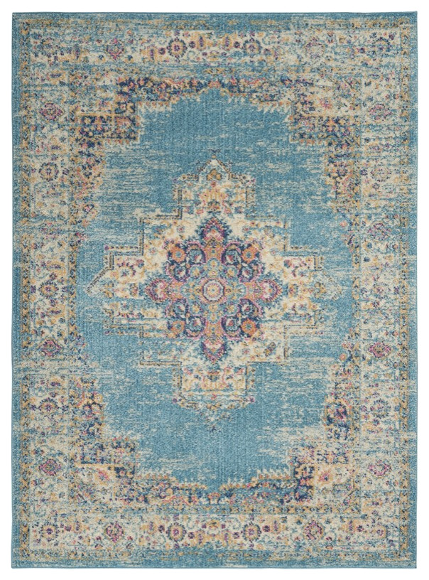Nourison Passion Transitional Light Blue Rug PSN03, 3'9"x5'9 ...