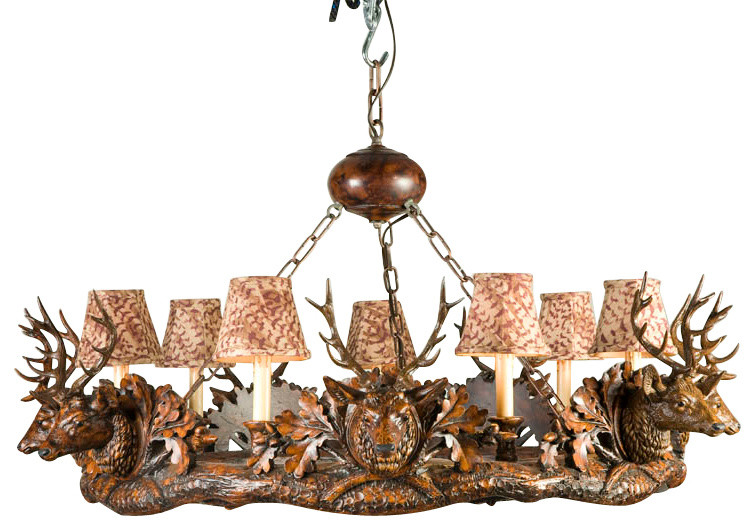7 Small Stag Head Chandelier - Rustic - Chandeliers - by Lodgeandcabins ...