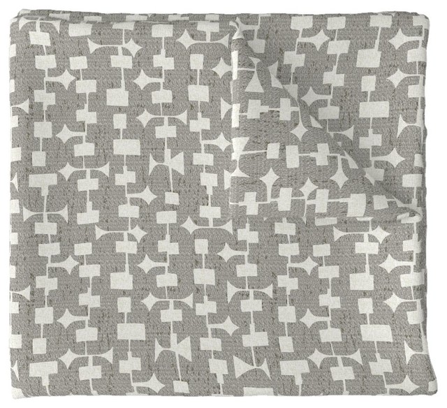 Syncopation Mid Century Modern Greige Retro Cotton Duvet Cover, Twin ...