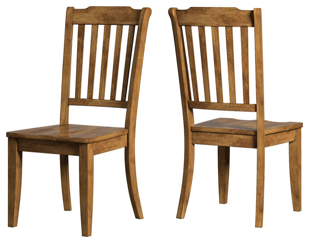 Arbor Hill Slat Back Wood Dining Chair Set Of 2 Transitional
