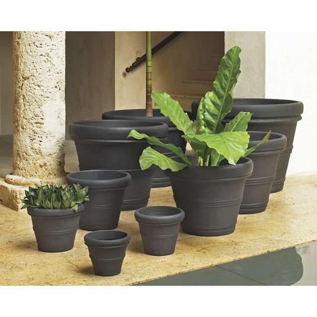 Crescent Garden Brunello Classic Rolled-Rim Plant Pot, 27" (Caviar ...