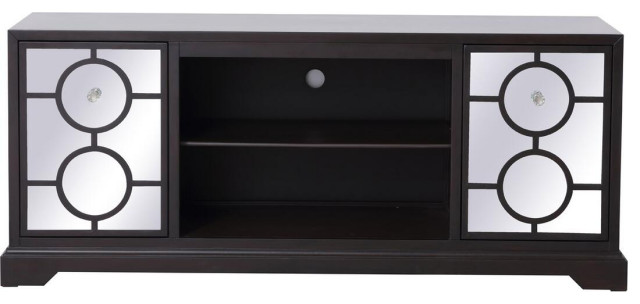 60" Mirrored Tv Cabinet available with Wood/Crystal fireplace In Dark ...