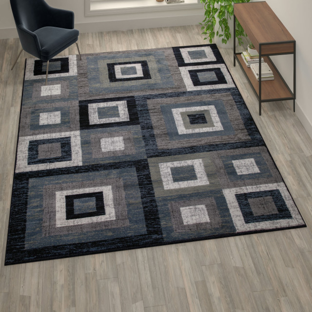 8x10 Blue Geometric Rug - Contemporary - Area Rugs - by Kolibri Decor ...