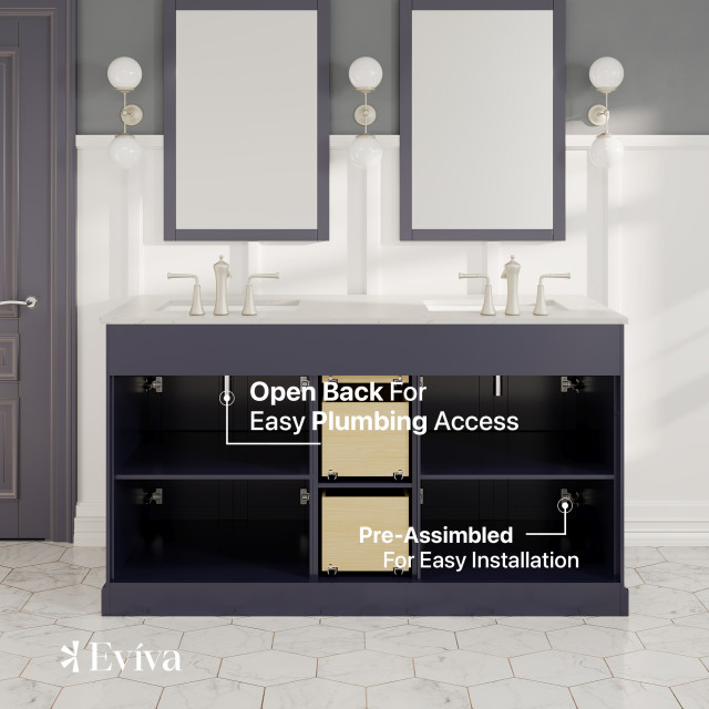 Eviva Epic 60" Transitional Modern Charcoal Gray Bathroom Vanity ...