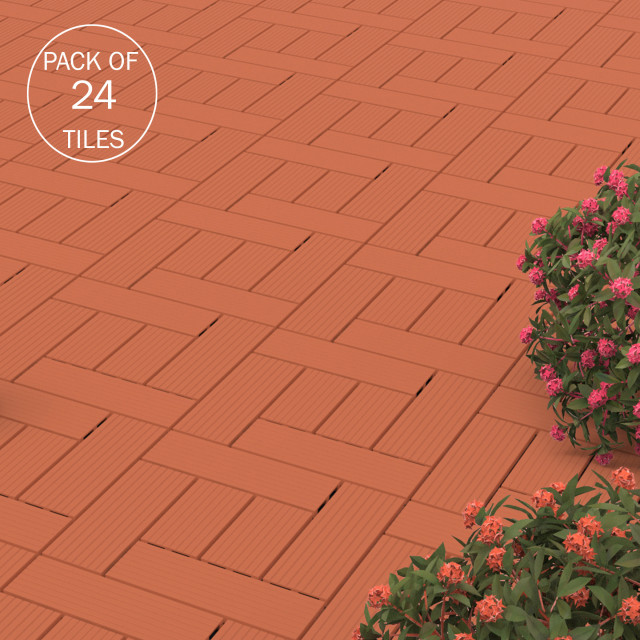 6-Pack Interlocking Criss-Cross Pattern Outdoor Flooring Patio and Deck ...