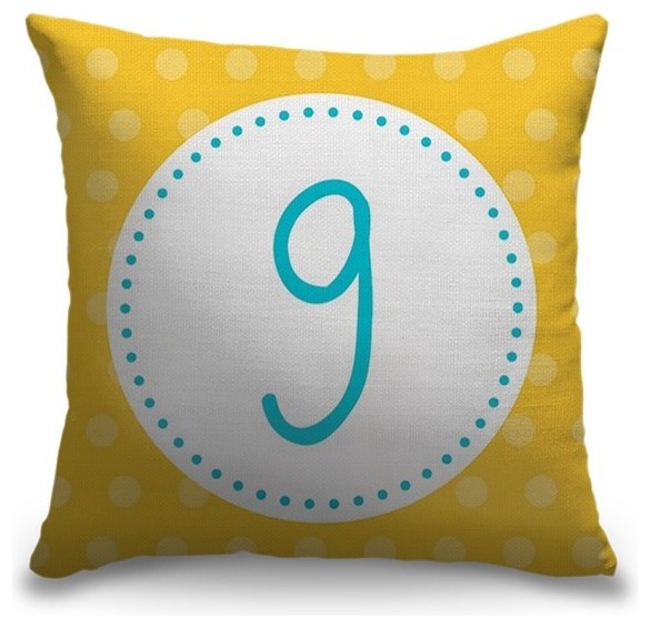 "Number Nine - Dot Circle" Outdoor Pillow, 16" x 16" - Contemporary ...