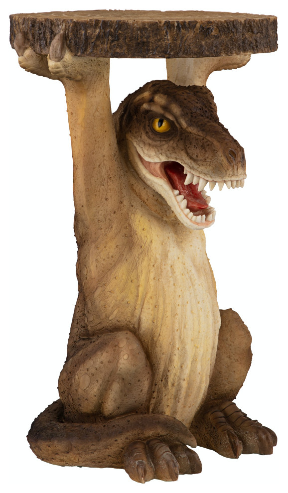 Design Toscano T-Rex Dinosaur Side Table - Rustic - Outdoor Side Tables ...