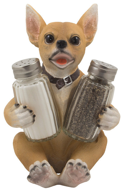 Chihuahua Puppy Glass Salt and Pepper Shaker 3-Piece Set - Contemporary ...