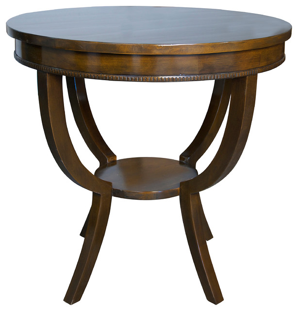 Scheffield Round End Table, Distressed Brown - Transitional - Side ...