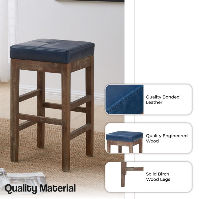 Valencia Backless Leather Counter Stool - Farmhouse - Bar Stools And ...