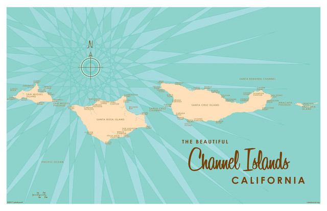 by Lakebound Channel Islands California Map Art Print, 30"x45 ...