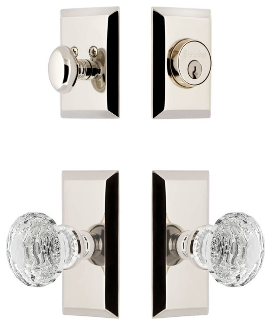 Grandeur Fifth Avenue Short Plate Entry Set with Brilliant Crystal Knob - Traditional - Door ...