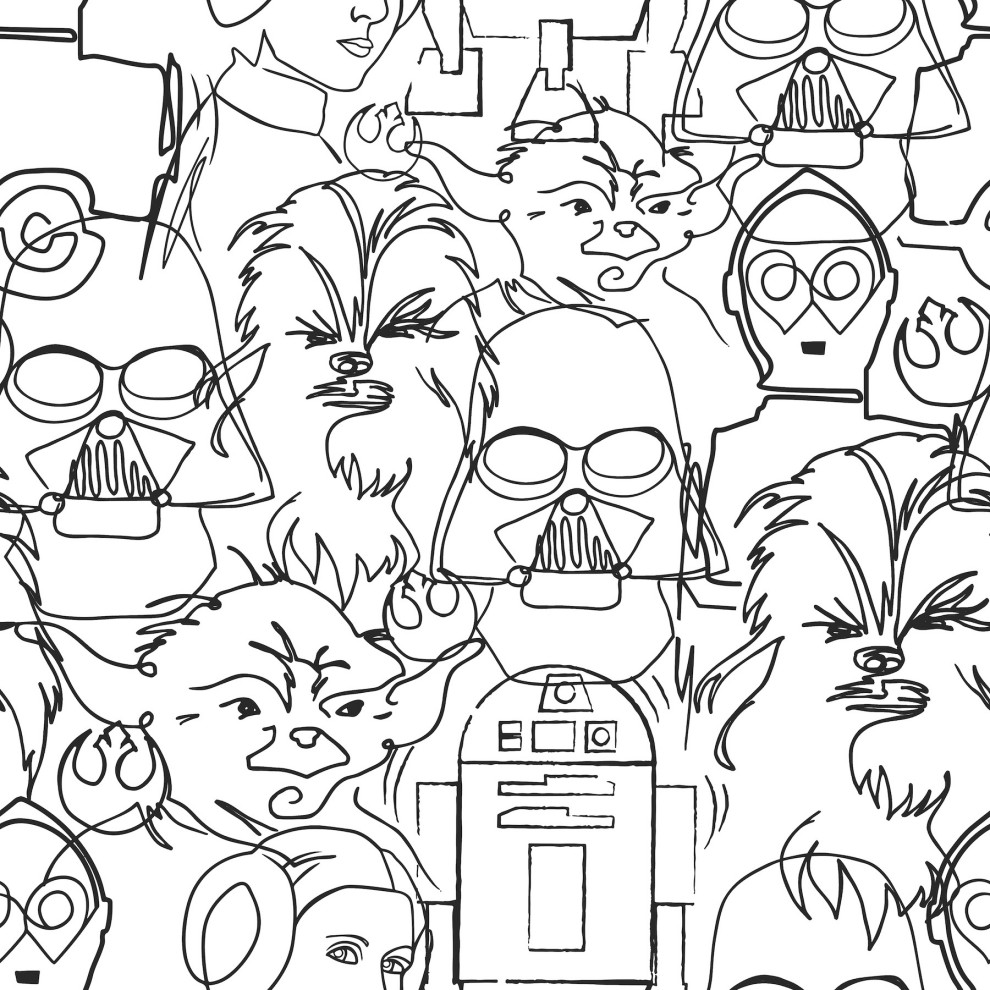 Star Wars Saga Line Sketches Peel And Stick Wallpaper - Contemporary ...