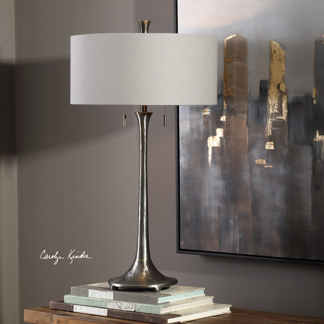 Minimalist Cast Iron Sleek Column Table Lamp, Simple Modern Metal ...