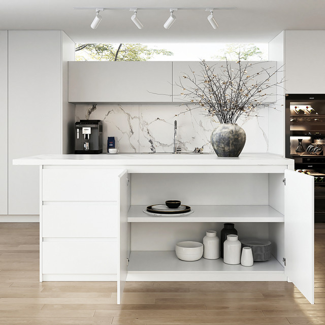 72" Large White Kitchen Island With Storage Kitchen Cabinet Marble ...