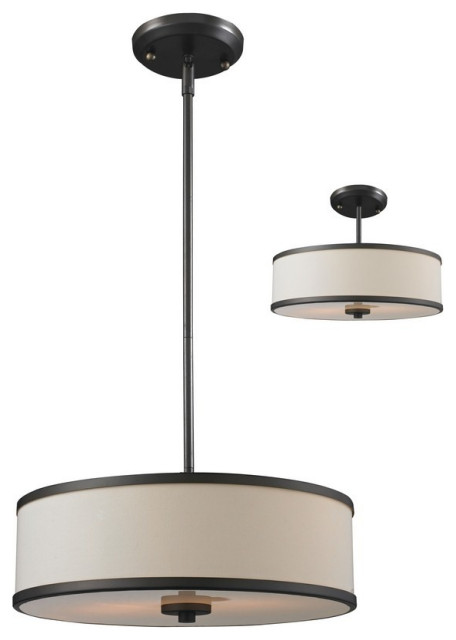 3 Light Convertible Pendant, Metropolitan Style, 15.63x6.8 ...