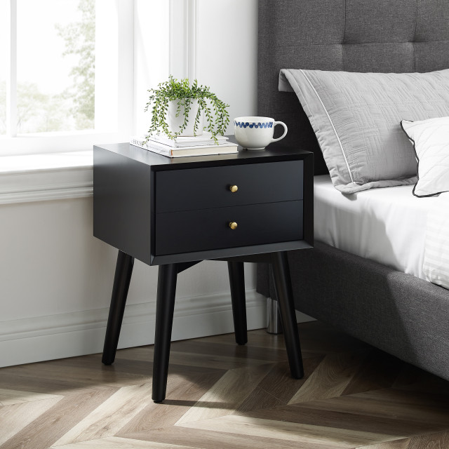 Landon Night Stand Matte Black - Midcentury - Nightstands And Bedside ...