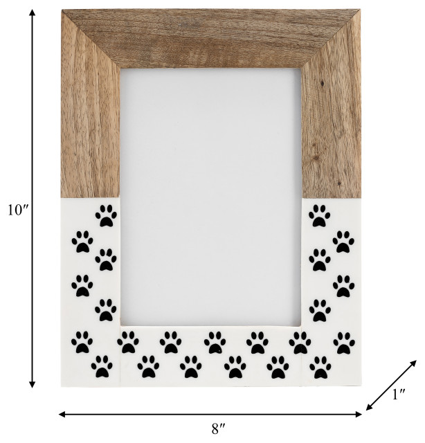 Wood, 5X7, Dog-Paws Photo Frame, White, 8x1x10 inches - Contemporary ...