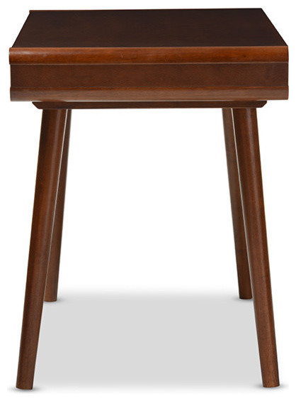 Casarano Wood Home Office Writing Desk, White And Brown - Midcentury ...