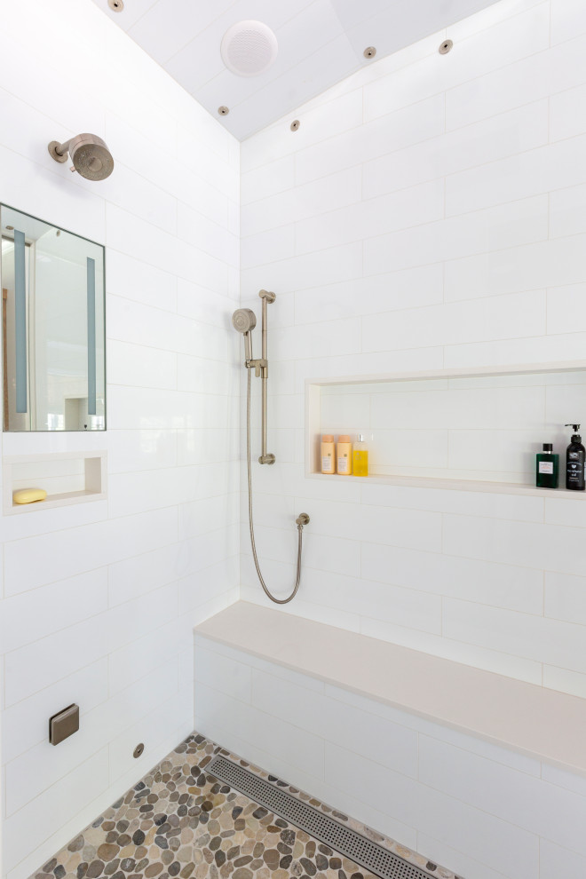 De-Fogging Mirror & Large Shower Niche - Transitional - Bathroom - New ...