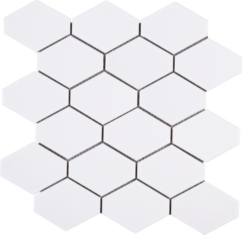 Alaster Mosaic Tile Sheet, White, Sample - Contemporary - Mosaic Tile ...