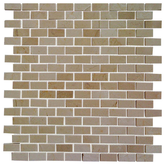 Sample Cream Marfil Interlocking Mini Brick Polished Tile ...