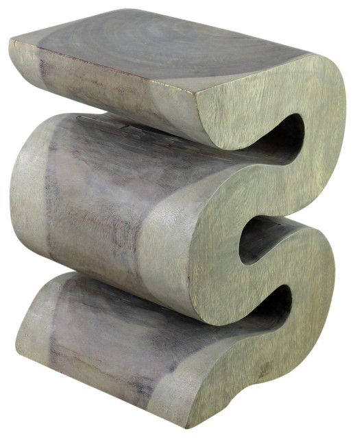 Haussmann Wood Big Wave Verve Accent Snake Table, 14x14x20, Agate Grey ...
