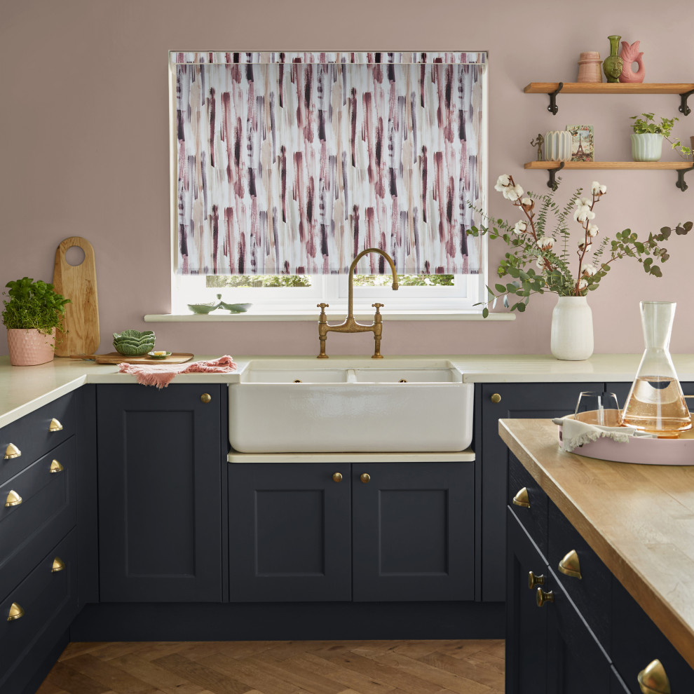Spring Themed Kitchen with Pink Roller Blind - Modern - Kitchen - Other ...