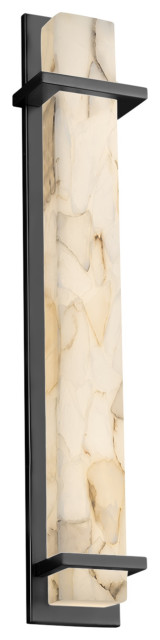 Monolith, LED Wall Sconce, Matte Black, Shaved Alabaster Rocks Shade ...