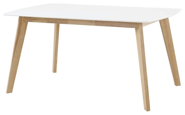Mid-Century Modern Wood Dining Table, 60-Inch, White & Natural ...