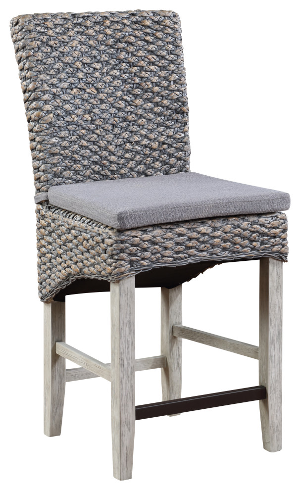 Coastal Seagrass Counter Height Dining Barstools With Cushion Set of 2 ...